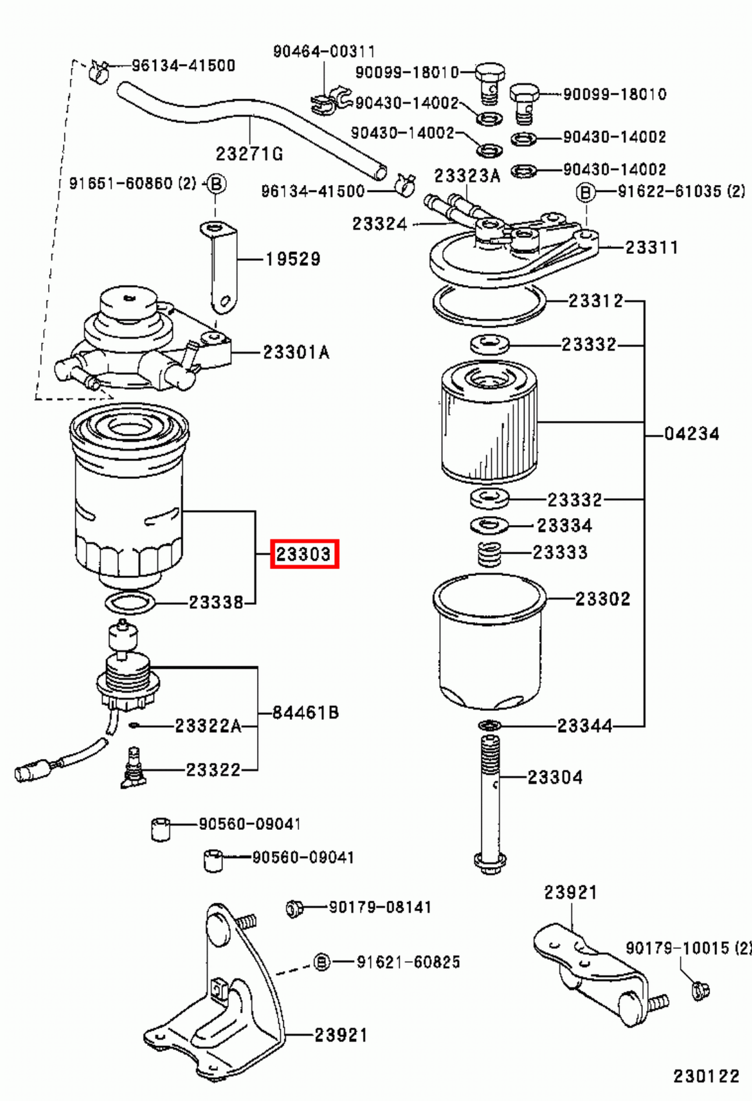 Genuine Coaster HZB50 Dyna 200 BU102 BU101 BU100 1HZ 3B 14B Fuel Filter ...