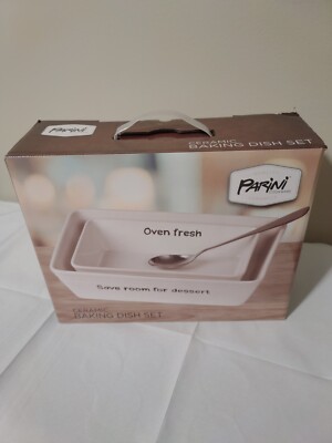 NEW Parini Ceramic Baking Dish Set "Oven Fresh" & "Save Room for ...