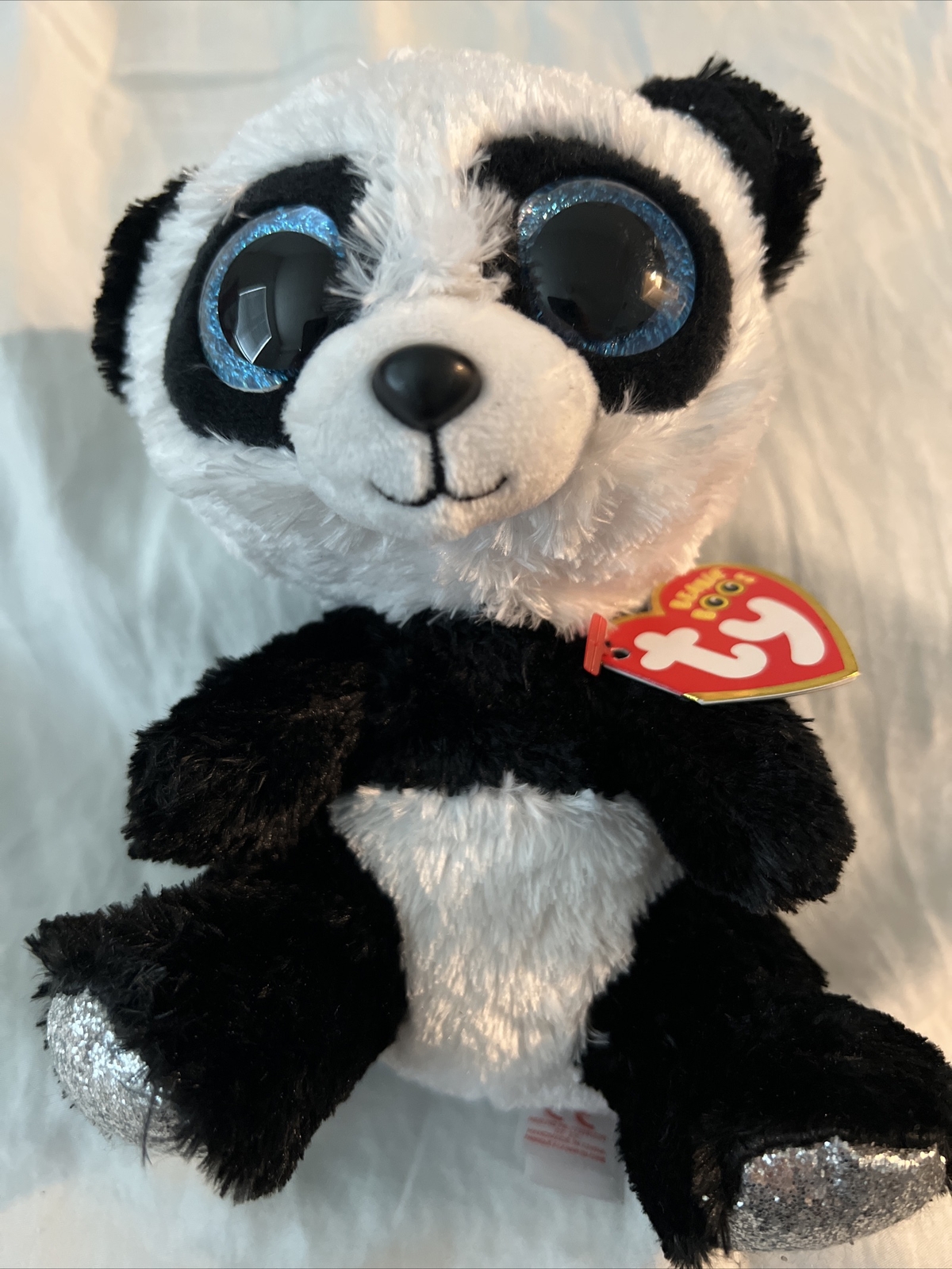 Ty Silk Beanie Boos Bamboo 6" the Panda Bear Silver Feet Animal Plush ...
