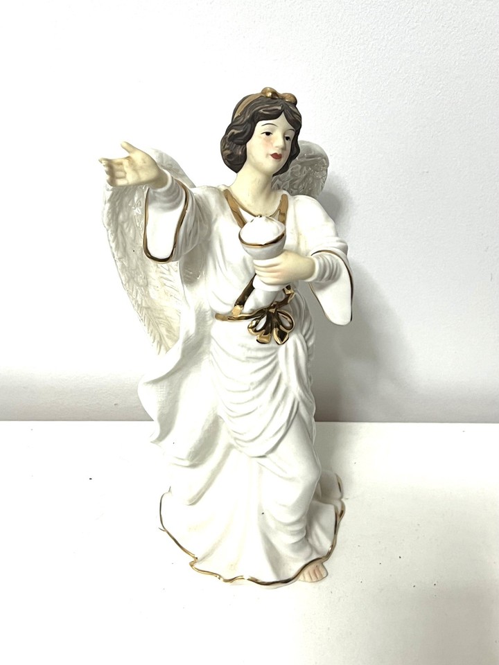 O'well Vintage White Gold Trim Porcelain Angel Figurine | eBay