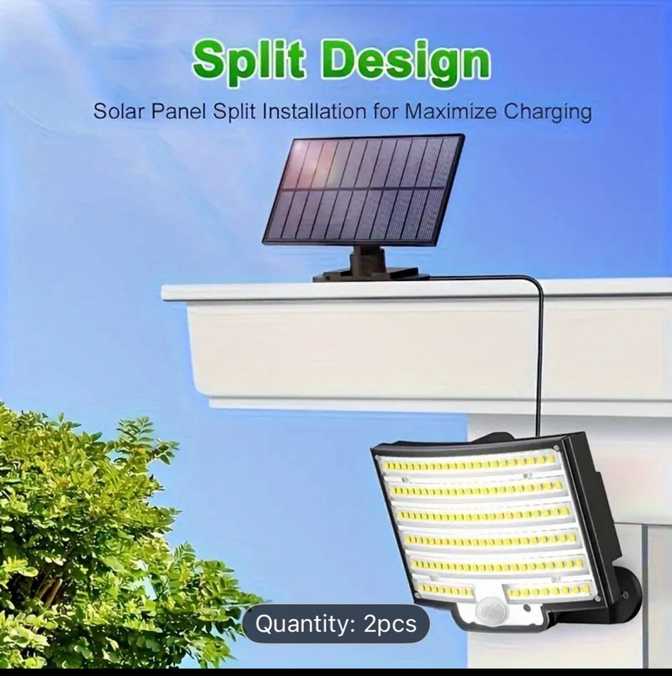 2pcs 248 LED Solar Outdoor Wall Light, Upgraded Split Human Body | eBay UK