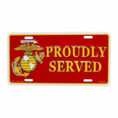 USMC Proudly Served License Plate- Marine Corps Red EGA Semper Fi ...