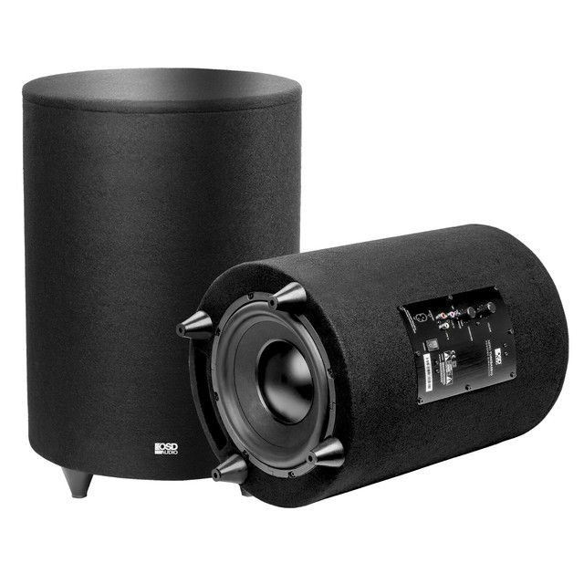 OSD Audio 400W Ported Cylinder Cabinetry Home Theater Subwoofer Nero ...