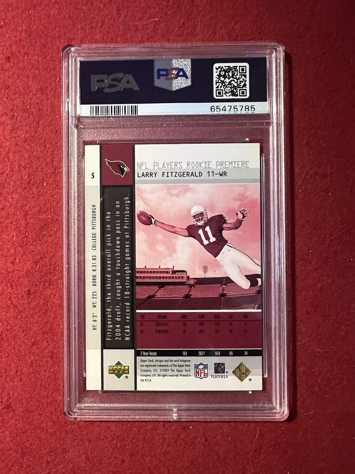 2004 UD Rookie Premiere Larry Fitzgerald RC Gold PSA 9 #5 Arizona ...