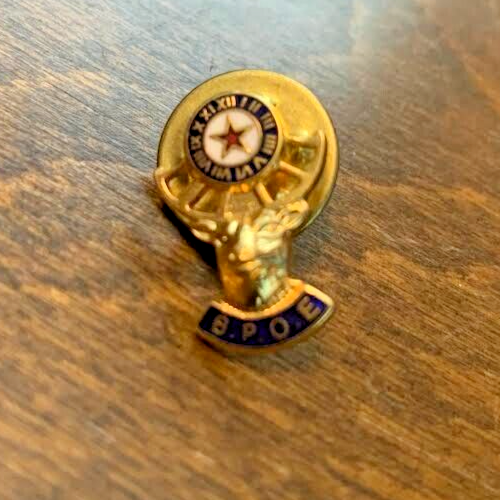BPOE Benevolent and Protective Order of Elks Pin Lapel Gold Tone Red ...