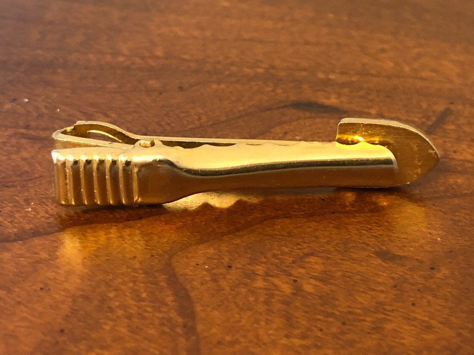Vintage Shovel Silvertone and Goldtone Slide Tie Bar Clip | eBay