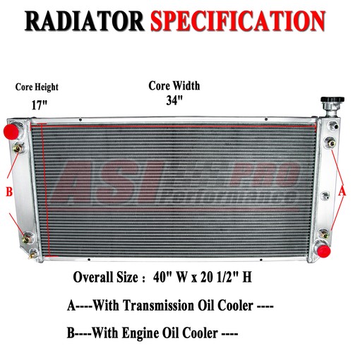 3 Row Aluminum Radiator For 88-1993 Chevy&GMC C/K 1500 2500 3500 6.2L ...