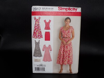 🌼 SIMPLICITY #2917 - LADIES DRESS - TOP & SKIRT PATTERN 10-18 / 20W-28W ...