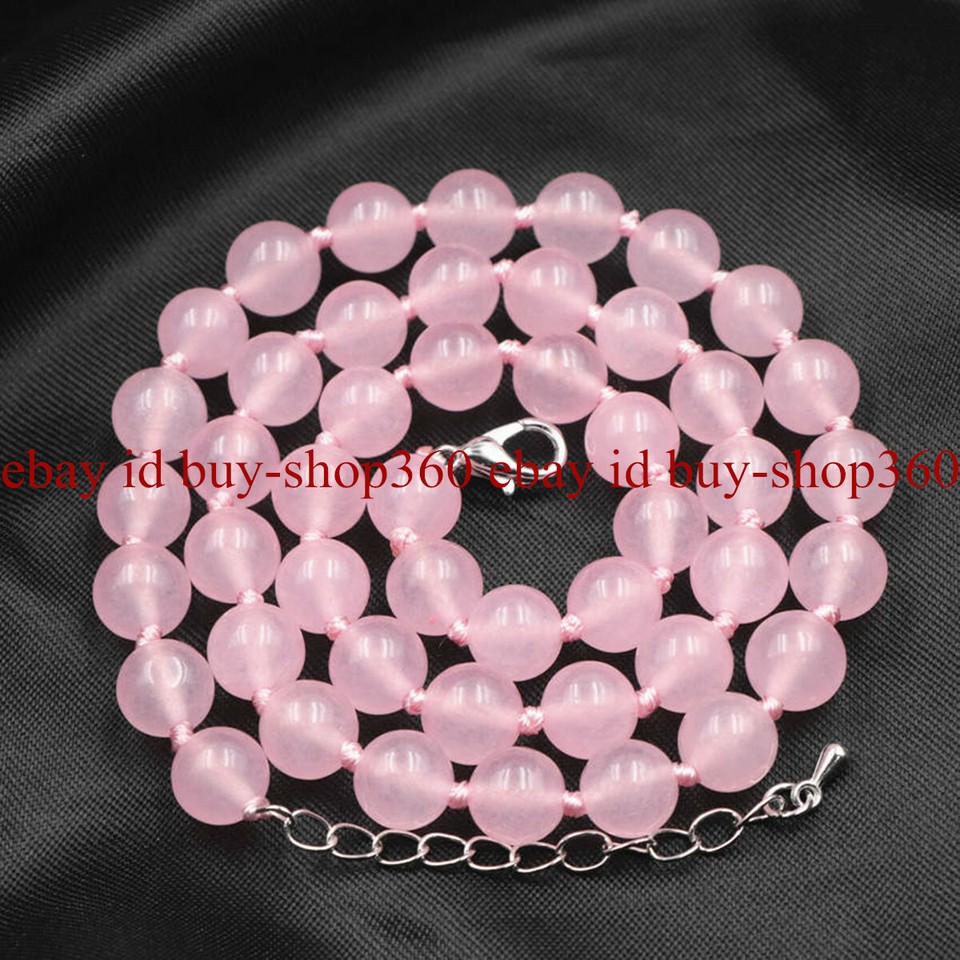 Natural 8mm Pink Rose Quartz Round Gemstone Beads Necklace 18'' AAA | eBay