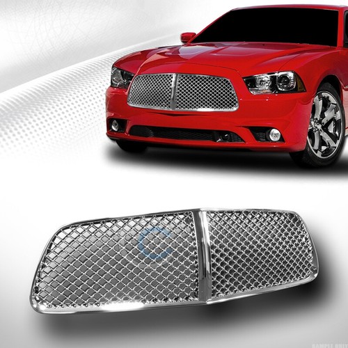 Fits 11-14 Dodge Charger Chrome Mesh Front Hood Bumper Grill Grille ...