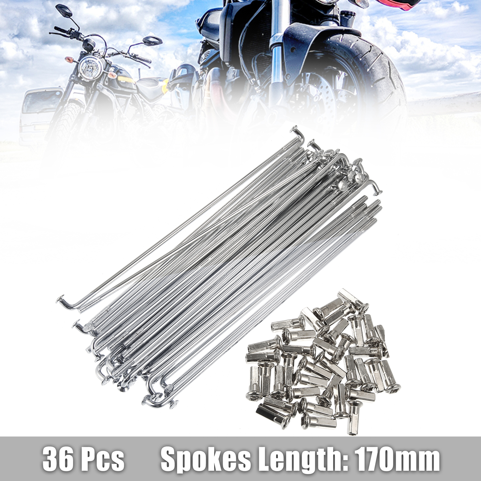 36pcs 170mm Length Motorcycle Wheel Spokes Set 3.5mm Thread Diameter w ...