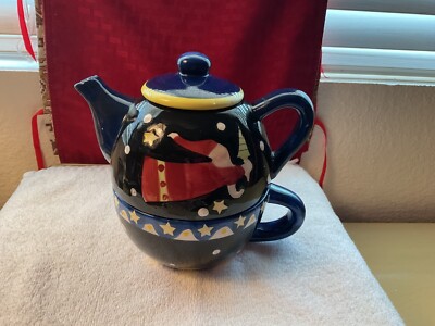 SANTA TEA POT - WCL-Tea Set - 3-piece Teapot, Mug & Lid Stackable Set ...