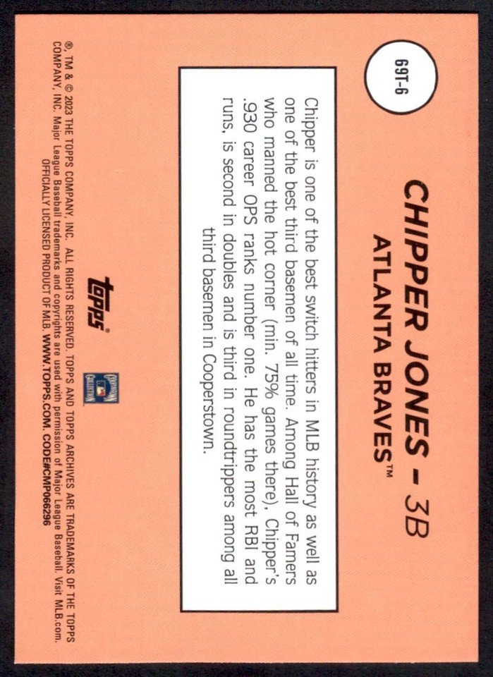 2023 Topps Archives 1969 Single Legendary Foils Baseball Legends Promos Chipper | eBay