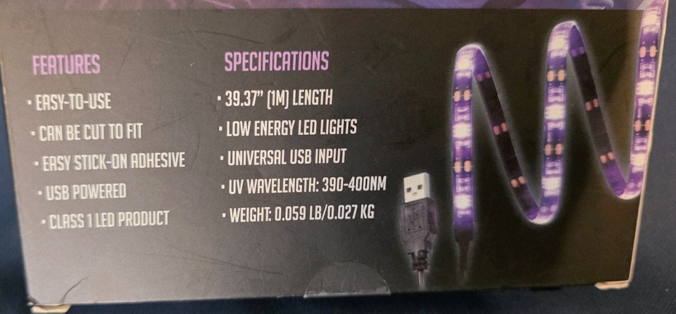 Vibe LED Black Light USB Strip 1M Neon Glow Room Decor Gaming Accent ...