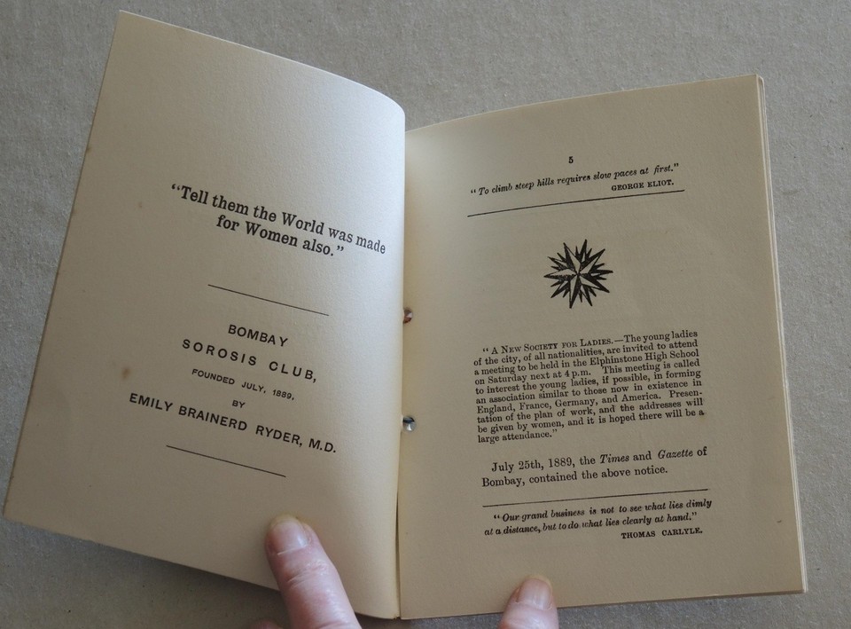 INDIA INTEREST BOMBAY SOROSIS CLUB A SHORT HISTORY OF A BRIEF LIFE 1891 ...