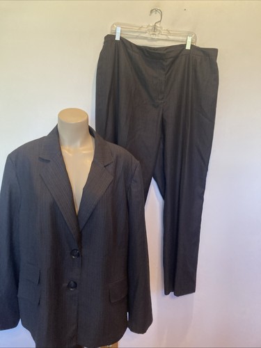 Kasper woman size 20 W dark gray pin stripe light gray & dark red pant ...