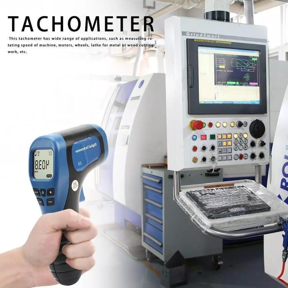 Digital Tachometer Non-Contact Laser Photo Gun RPM Tach Tester Meter ...