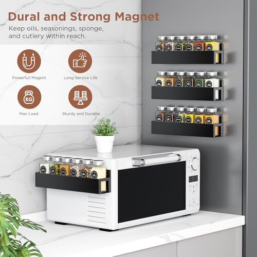 4 Pack Magnetic Spice Rack with 28 Spice Jars, Spice Labels, 4Pack w ...