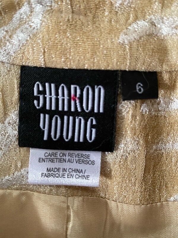 Sharon Young Womens Suit Jacket Beige Metallic Lined … - Gem