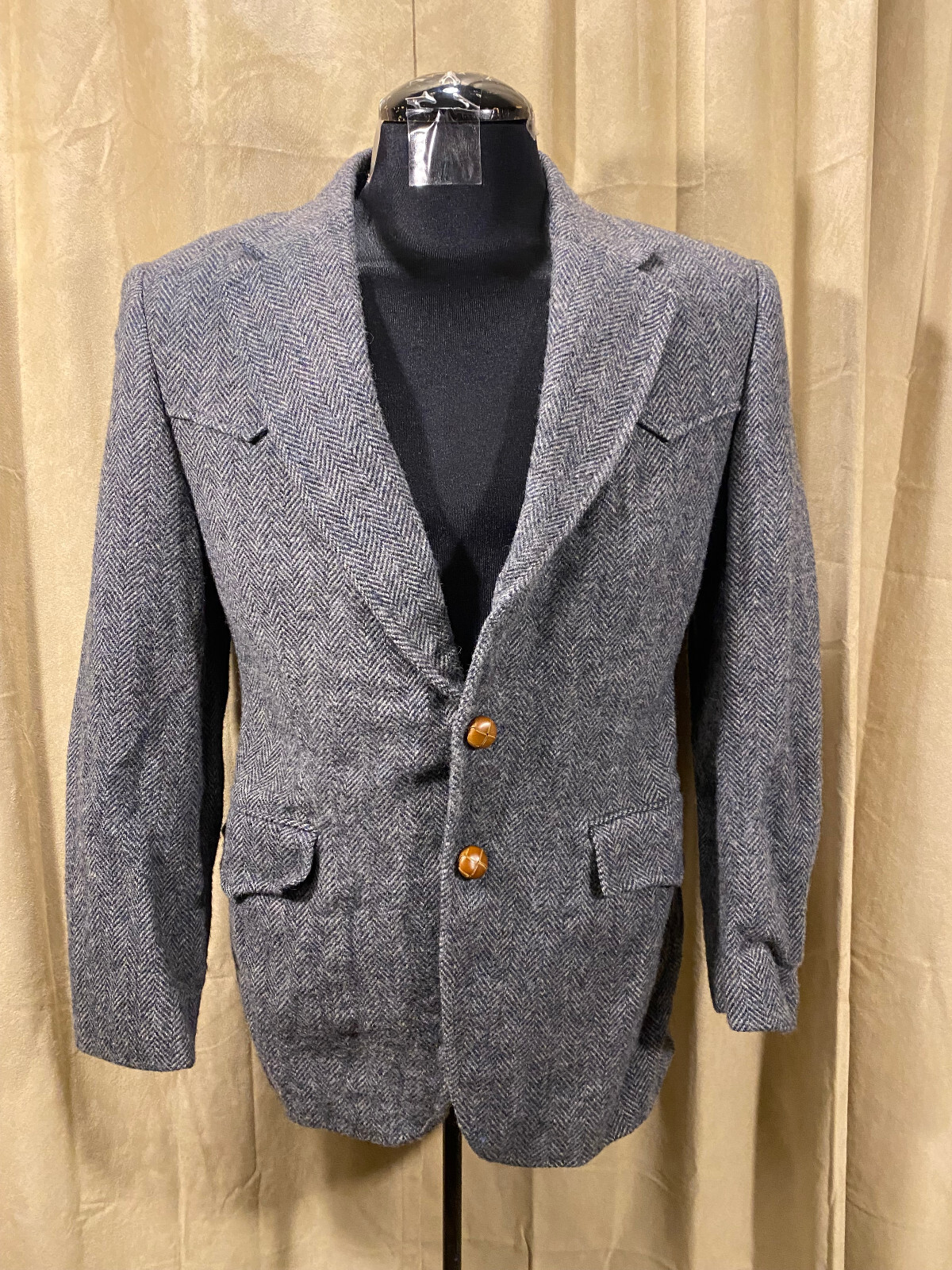 Mens Vtg 70s Miller Stockman Western Blazer Size 40R Gray Herringbone ...