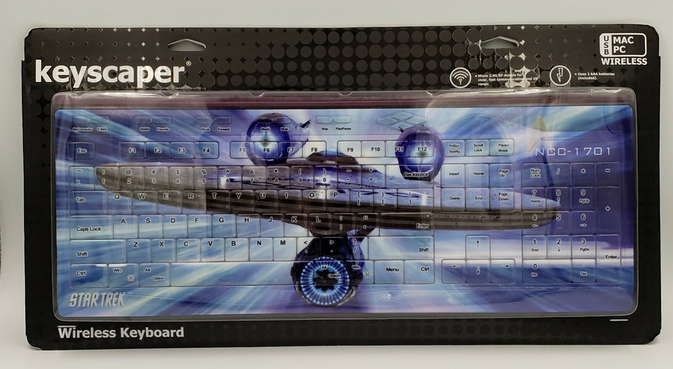 Star Trek Keyscaper Wireless Computer Keyboard New+Rare!+Free Trek ...