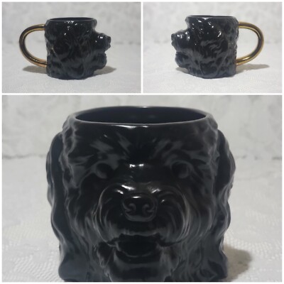 Tabitha Brown 3D Black Dog Face Gold Handle Stoneware Coffee Mug ...