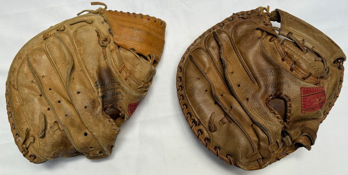 SET OF (2) JOHNNY BENCH MODEL RAWLINGS CATCHERS GLOVES RL-10 RL-1 | eBay