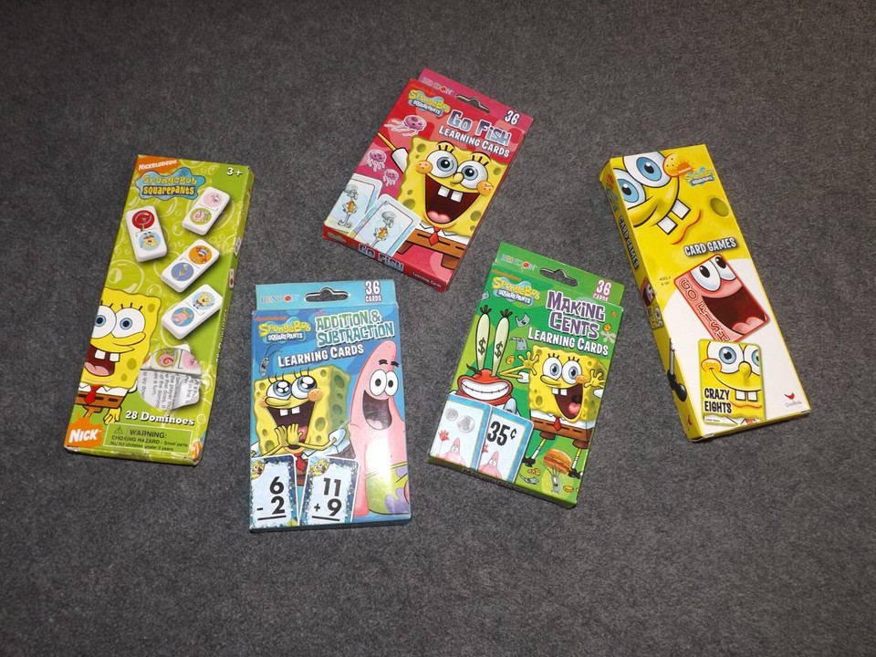 SpongeBob Flash Card & Game LOT - Add Subtract Making Cents - Crazy 8s ...