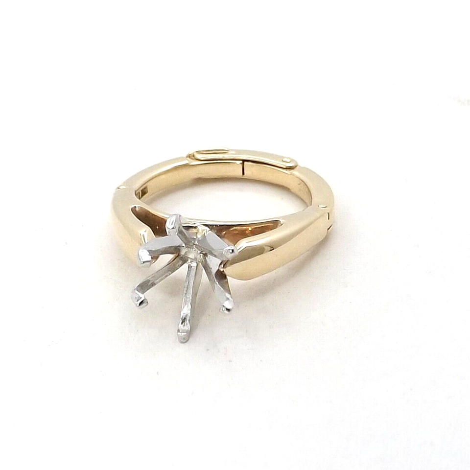 Finger Fit Shank 14k Gold Engagement Ring Mounting Setting High Top sz3 ...