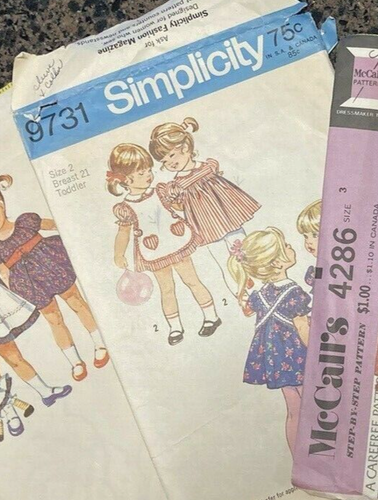 Vintage 1971 Simplicity Sewing Pattern 9731 Girls Size 2 Dresses ...
