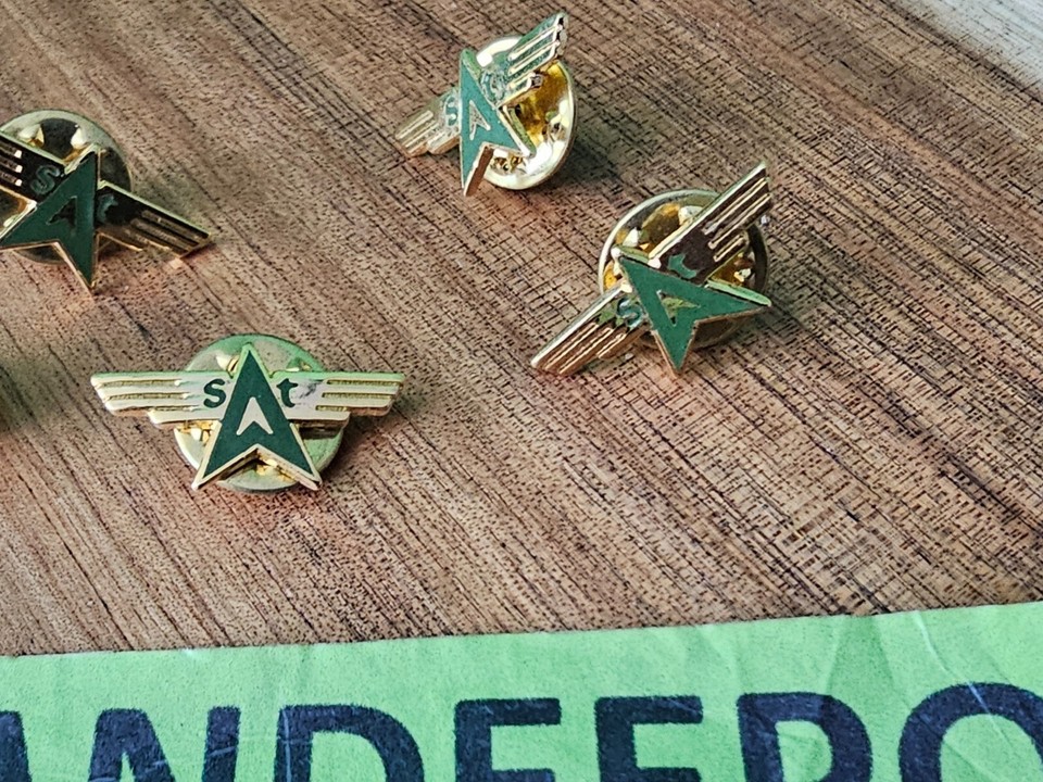 Vintage 5 Piece STA Aviation Pins Airline gold Tone Recognition Jewelry ...
