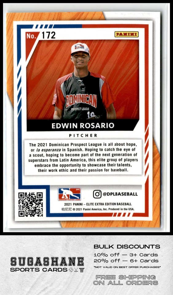 2021 Elite Extra 172 Edwin Rosario /499 Green Dominican Baseball Card ...