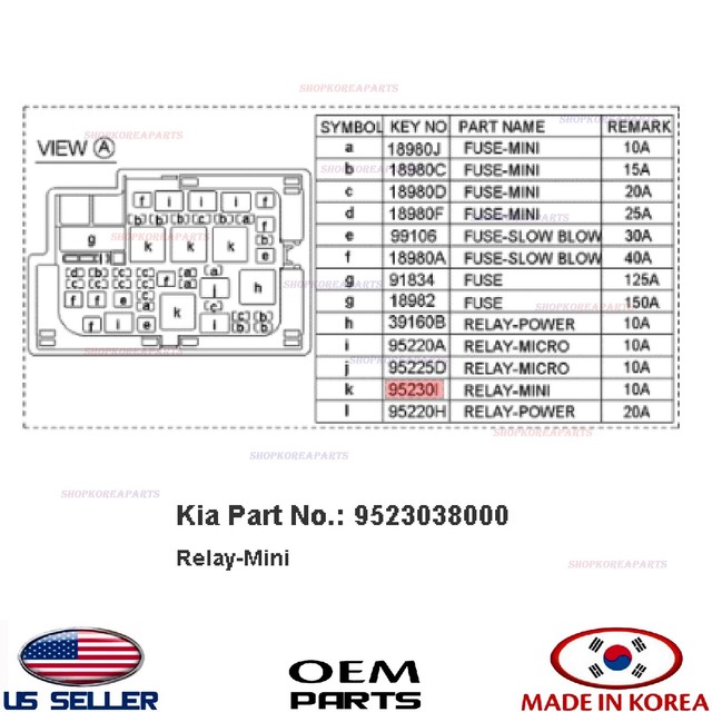 Genuine OEM for Kia 9523038000 Relay Deco 95230-38000 for sale online ...
