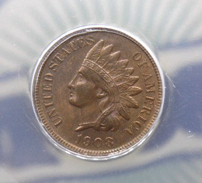 1908 "S" Indian Head Cent Penny 1c ANACS MS63 BN #197 Unc BU ...