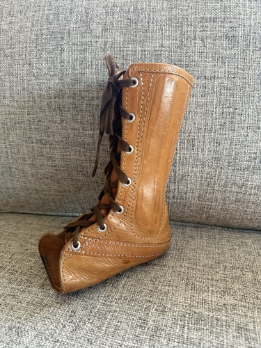 Vtg Leather Lace Up Ankle Foot Brace Boot Polio Orthopedic Steampunk ...