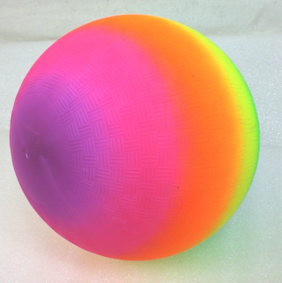 Neon Rainbow Colors Rubber Playground Ball, 9 Inch Indoor Outdoors Very ...