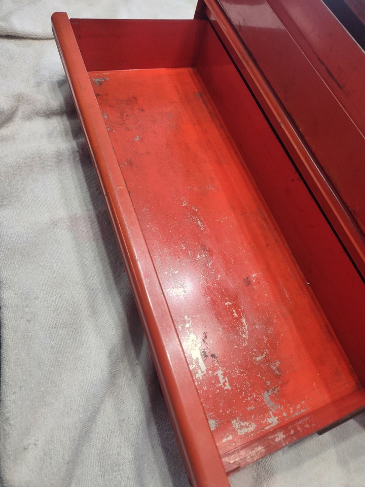 VTG Snap-On Tombstone Roof Coffin Metal Tool Box W/ both trays 2 Drawer ...