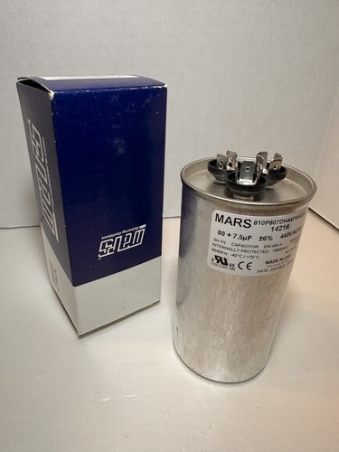 Mars Motor Run Capacitor 80/7.5 MFD, Round 440/370 VAC Aluminum 14216 ...