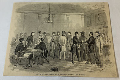 1861 magazine engraving~ BAR OF THE SPOTTSWOOD HOUSE Richmond, Virginia ...