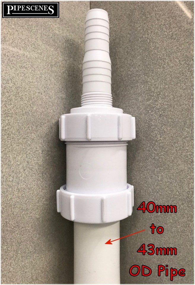 Washing Machine or Dishwasher Waste Hose Connection Adaptor Kit to 40mm ...