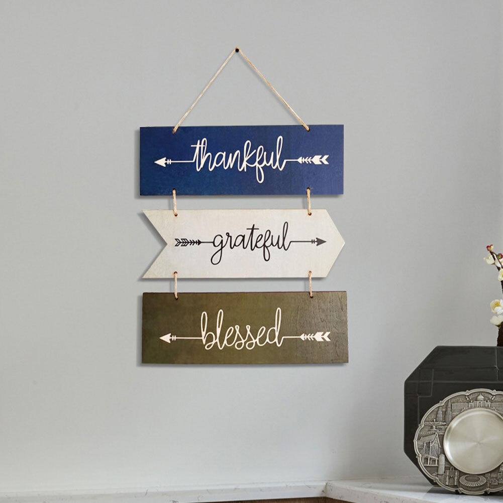 3pcs/set Art Thankful Grateful Blessed Wooden Plaques Home Decor Gift ...