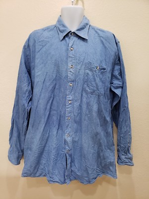 JONATHAN QUALE Men's Button Up Denim Shirt Long Sleeve Size 17.5 - 37 ...