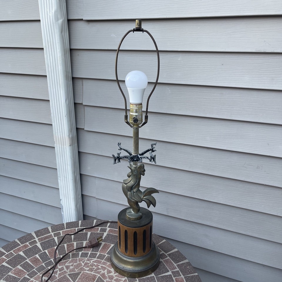 Vintage Weathervane Cast Metal Rooster Brass Base Lamp | eBay