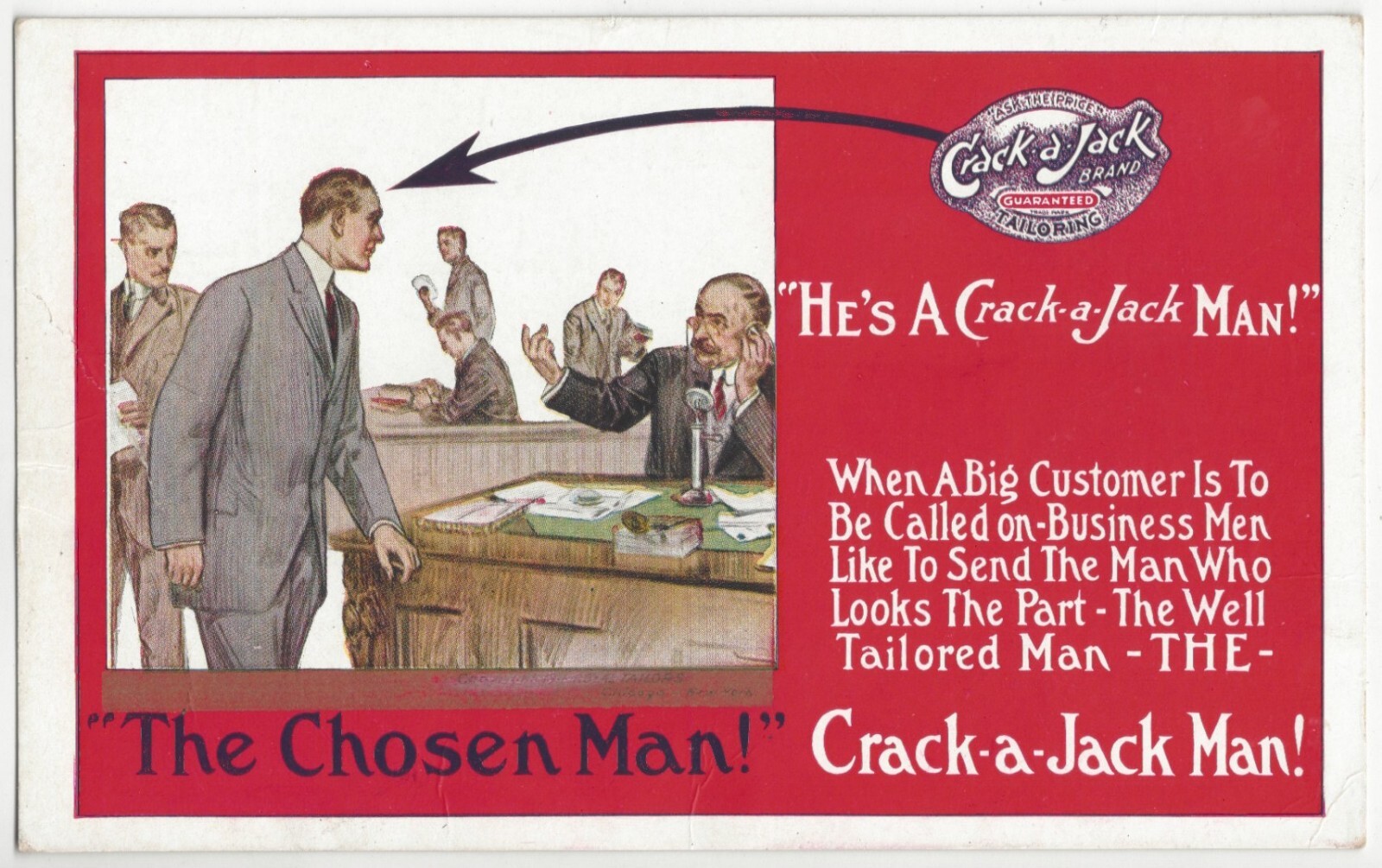 1930's Crack a Jack Advertising - Cracker Jack Vintage Postcard, Men in ...