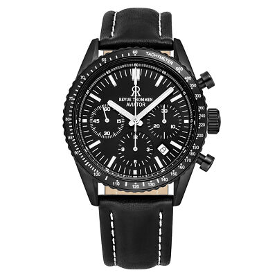 Revue Thommen Men's 17000.6577 'Aviator' Black Dial Chronograph ...