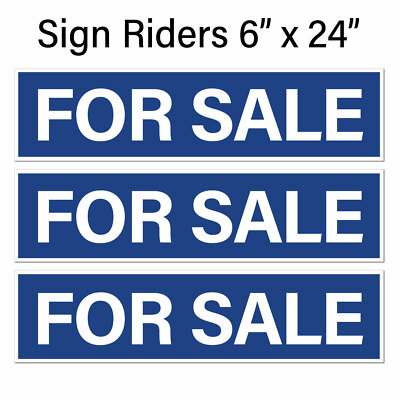 Real Estate Sign Riders, FOR SALE, 6pk, Blue w/ White, Corru. Plastic ...