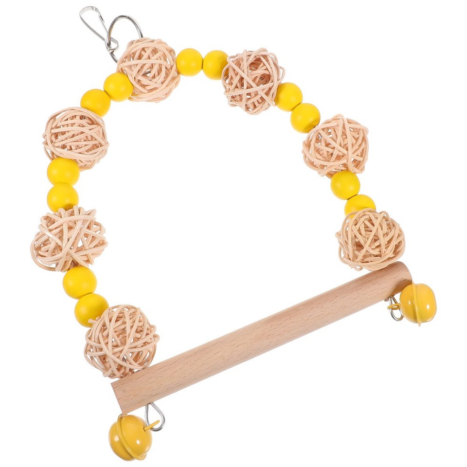 Multi-functional Bird Swing Toy Wood Perch Stand Birdcage Perch Stand ...