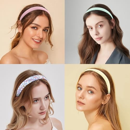 12pcs Headbands for Women Girls Summer Flower Floral Plain Checked ...
