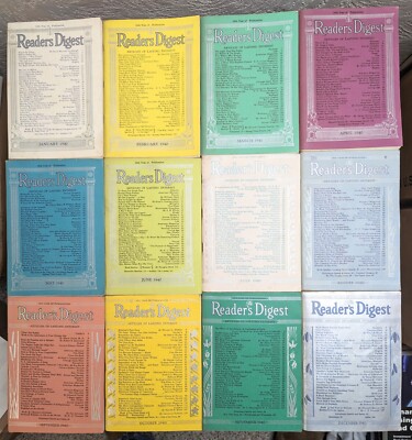 Vintage 1940 Readers Digest Magazine Editions Lot Of 12 | eBay
