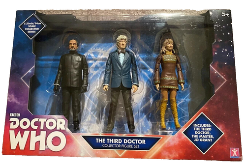 DOCTOR WHO 3rd Dr The Master Jo Grant 3 Collector Figure Set B&M ...